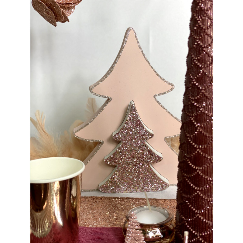 Sapin de noël rose poudré 24cm