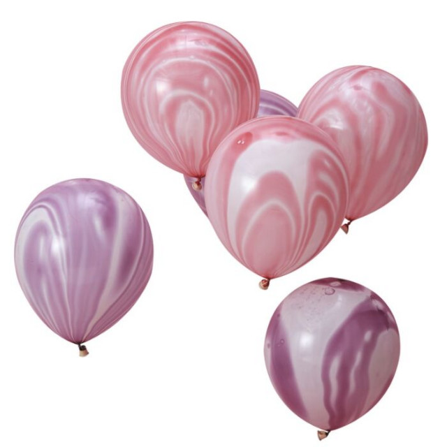 Lot de 10 ballons marbrés rose et violet